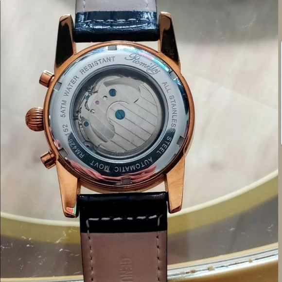 Romilly | Accessories | Romilly Mens Watch Black Rose Gold Tone Case ...